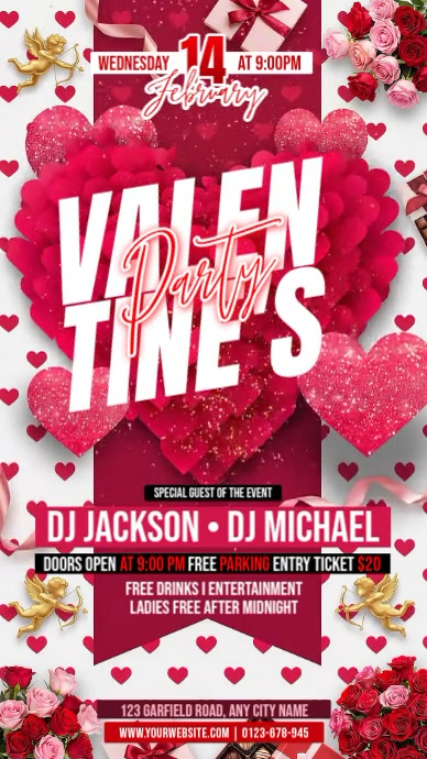 Pink 3d Valentines Party Instagram Story Template | PosterMyWall