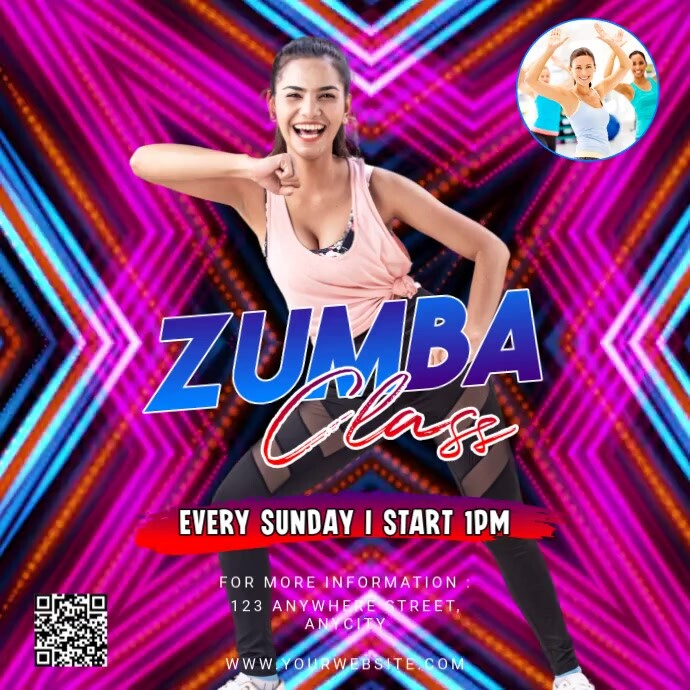Pink 3d Zumba Classes Pos Instagram Template | PosterMyWall