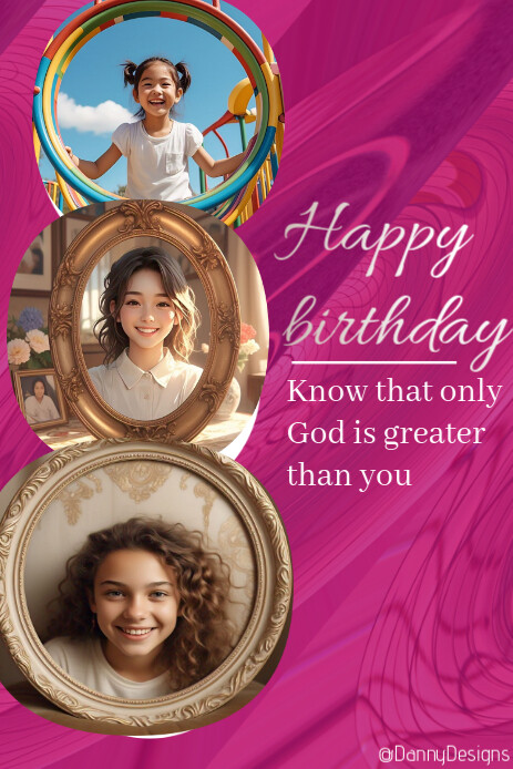 Modèle Pink Abstract Happy Birthday Pinterest Graphic | PosterMyWall