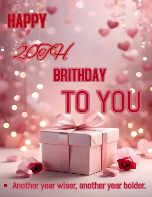 Pink Abstract Happy Brithday 20th Design Templet Flyer (us Letter ...