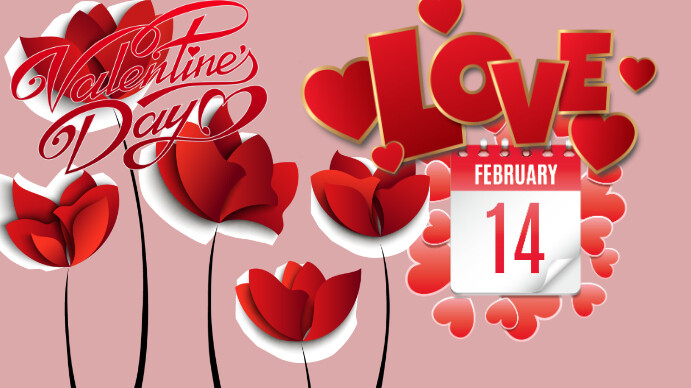 Pink Alegre Happy Valentine's Day Pantalla Digital (16:9) Template ...