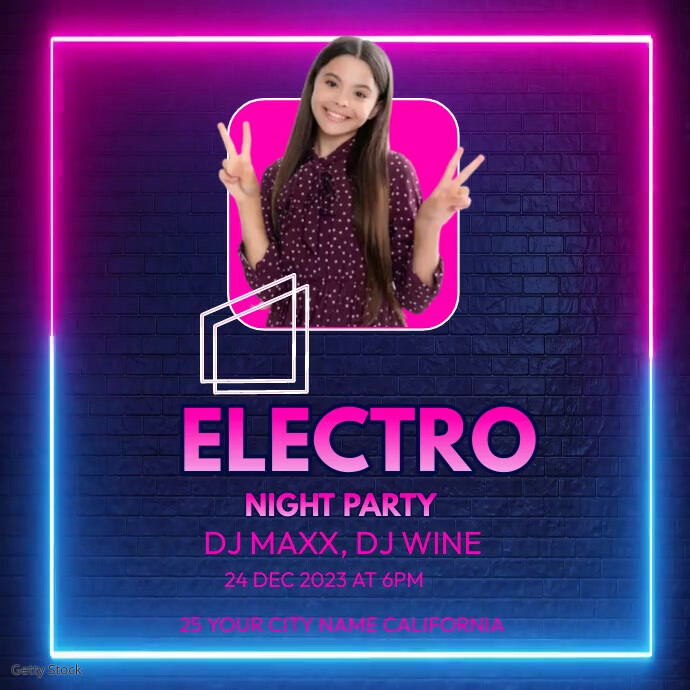Pink And Black Electro Party Night Poster Template | PosterMyWall