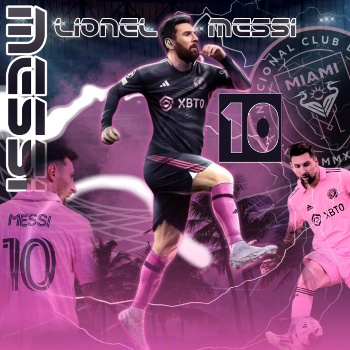 Pink and Black Lionel Messi Template | PosterMyWall