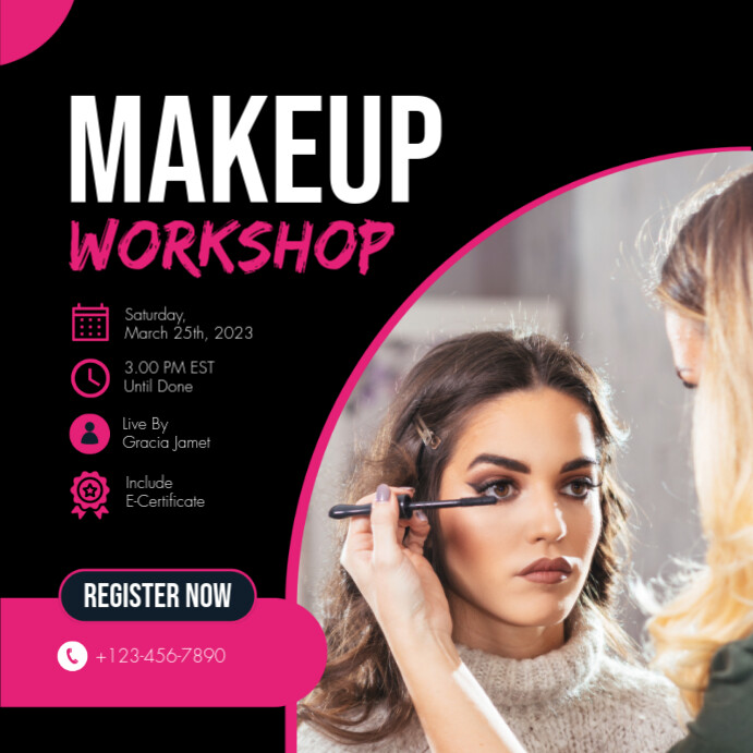 Copy of Pink and Black Minimalist Makeup Workshop Instagram Post | PosterMyWall