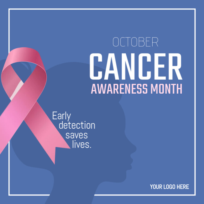 Plantilla de Pink and Blue Cancer Awareness Month Social Media Post for ...