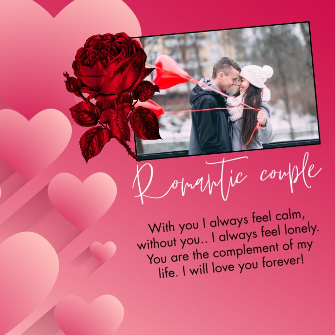 Pink and Blue Creative Romantic Couple Photos Template | PosterMyWall