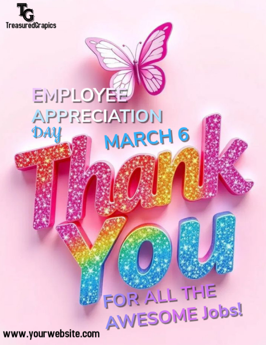 Pink and blue Employee Appreciation day flyer Template | PosterMyWall