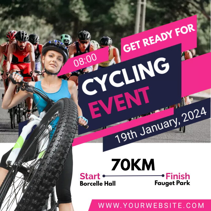 Pink and Blue Modern Cycling Event Instagram Template | PosterMyWall