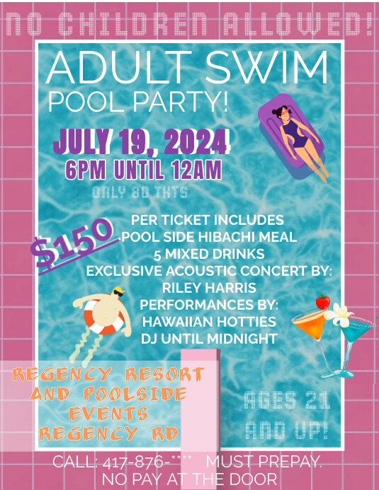 Plantilla de PINK AND BLUE POOL PARTY ADVERT | PosterMyWall