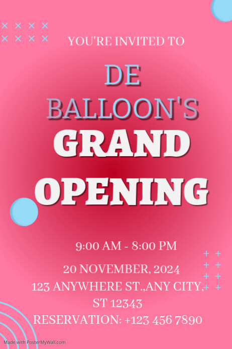 Copy of Pink and Blue Simple Grand Opening Flyer | PosterMyWall