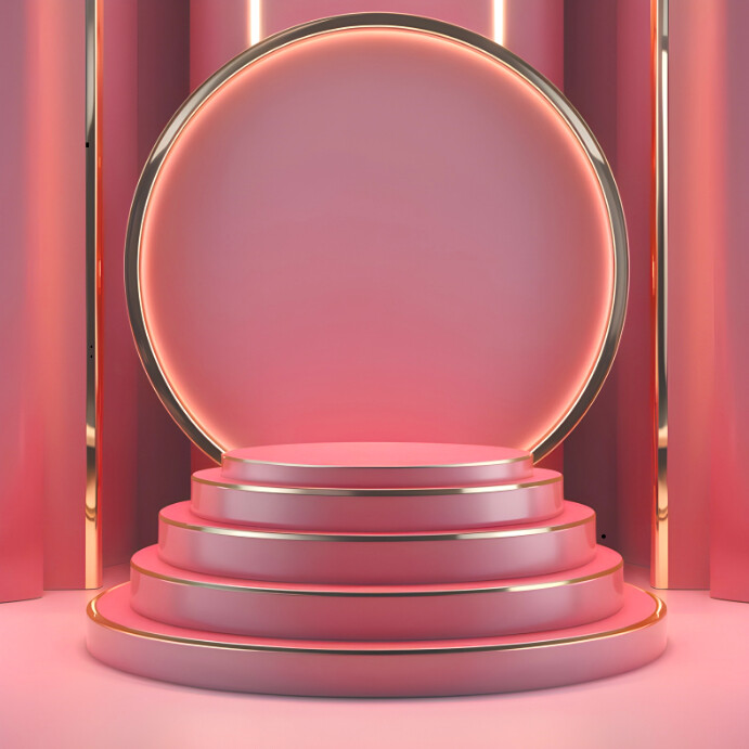 Pink and gold display podium background Template | PosterMyWall