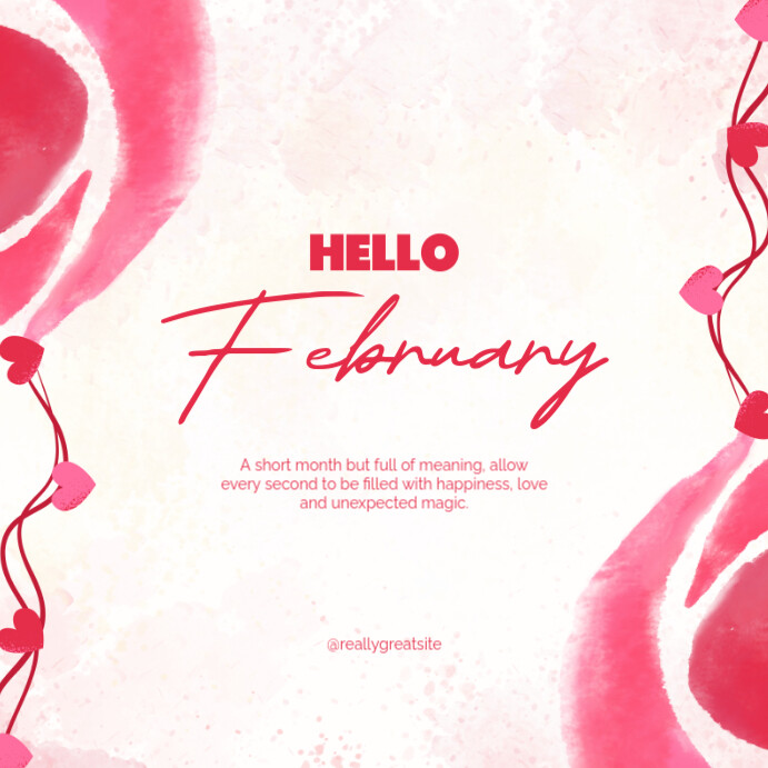 Modèle Pink and Peach Simple Hello February Facebook Post | PosterMyWall