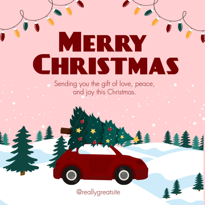 Pink and Red Illustrative Merry Christmas Instagram Post Template ...