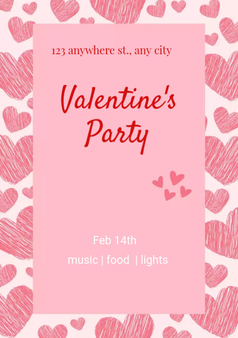 Pink and Red Valentine's Party Poster Template | PosterMyWall