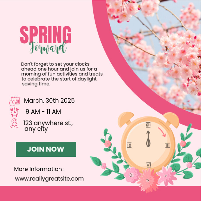 Modèle Pink and Teal Modern Spring Forward Instagram Post | PosterMyWall