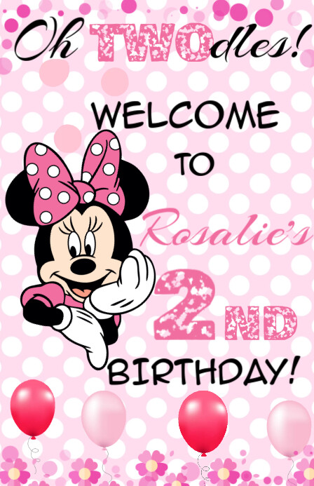 Copia de Pink and white Minnie Mouse welcome sign | PosterMyWall