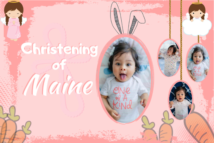 Pink Angel Christening Template | PosterMyWall