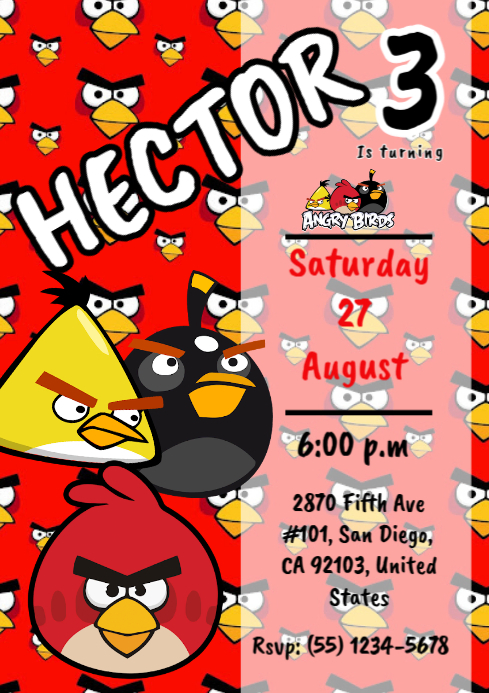 Pink Angry Birds A4 Template | PosterMyWall