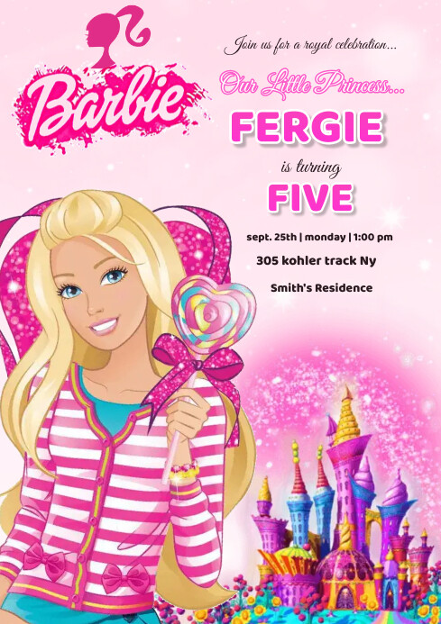 Pink Barbie A4-skabelon | PosterMyWall