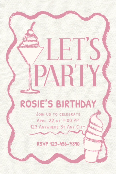 Copy of Pink Beige Modern & Minimal Birthday Party Poster | PosterMyWall