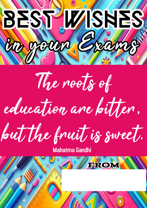 Plantilla de Pink Best Wishes In Your Exam Card Template A | PosterMyWall