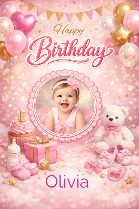 Pink Birthday Celebration Poster Template | PosterMyWall
