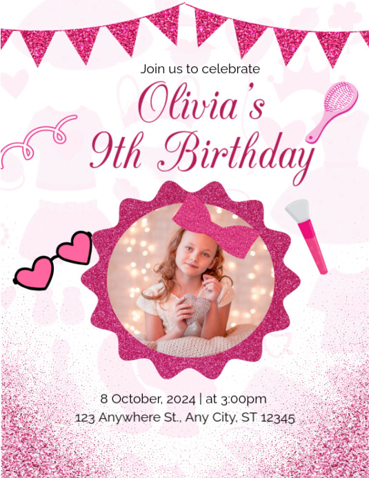 Pink Birthday Invitation Template | PosterMyWall