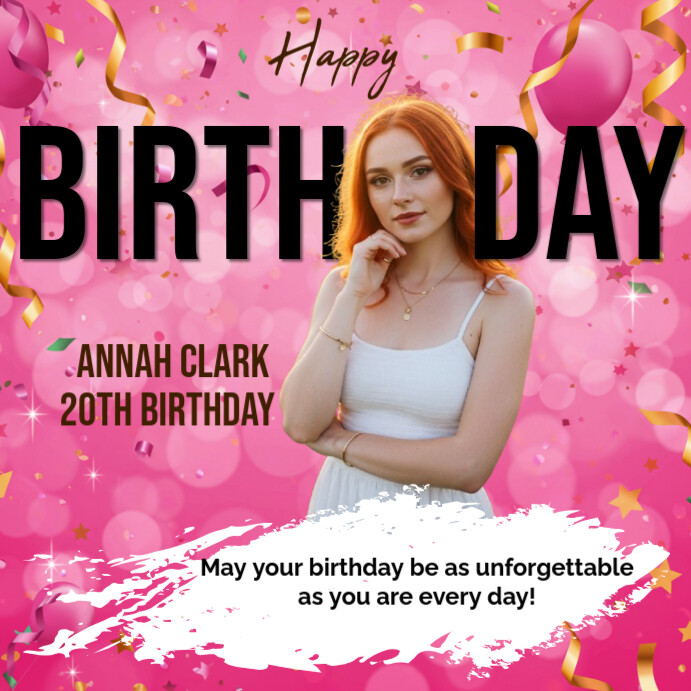 Pink Birthday Wishes Template | PosterMyWall