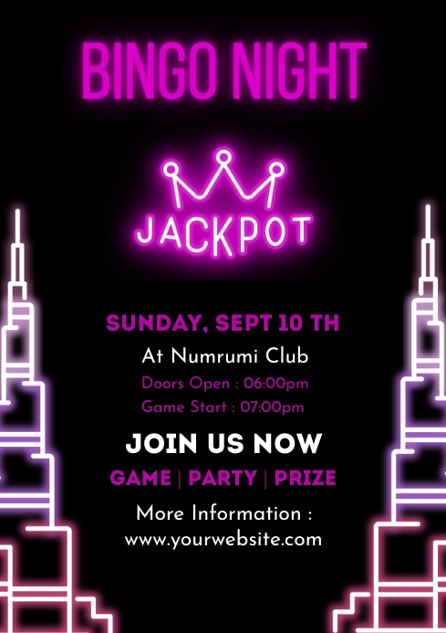 pink black bingo night Template | PosterMyWall