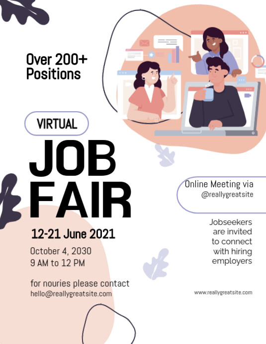 Copy of Pink Blue Illustrative Virtual Job Fair Flyer | PosterMyWall