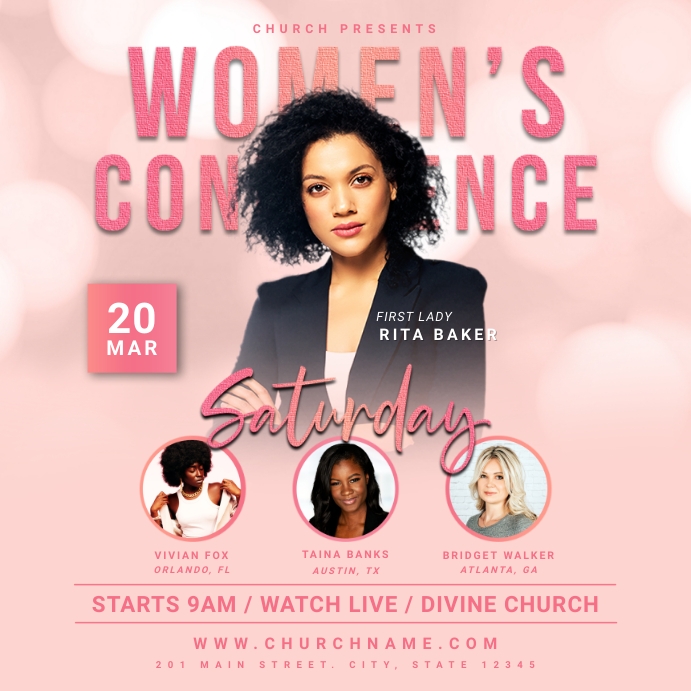 Copia de Pink Bokeh Women's Church Conference Event | PosterMyWall