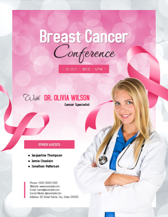 Pink Breast Cancer Conference Flyer (us Letter) Template | PosterMyWall