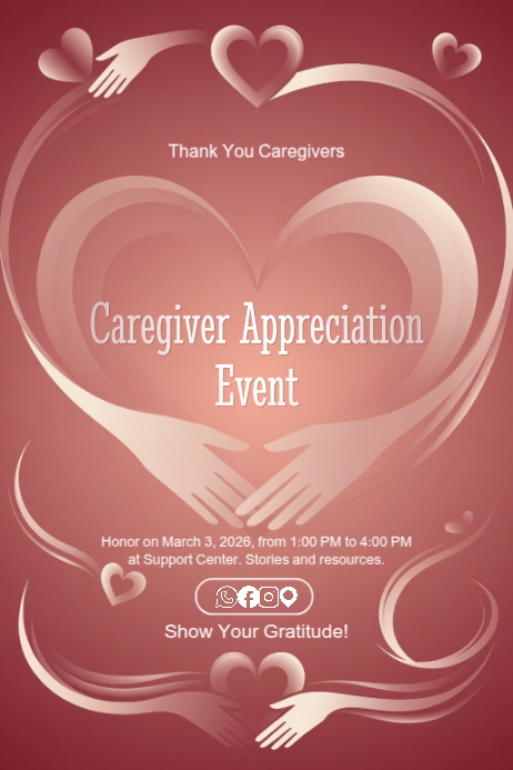 Pink Caregiver Appreciation Event Poster Template | PosterMyWall