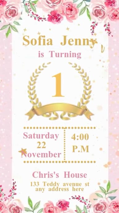 pink carousel birthday invitation Template | PosterMyWall