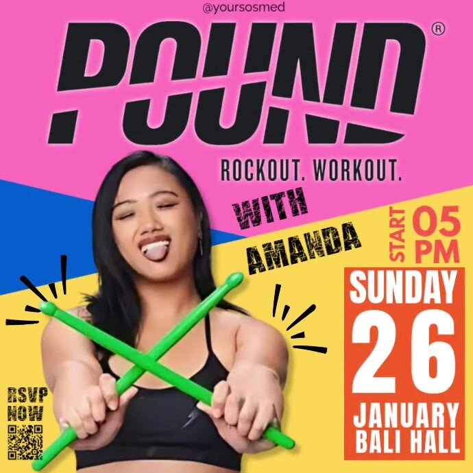 Copy of Pink Ceria Poundfit Workout Pos Instagram | PosterMyWall