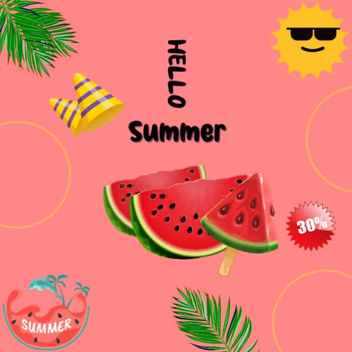 Pink Ceria Summer Watermelon Pos Instagram Template | PosterMyWall