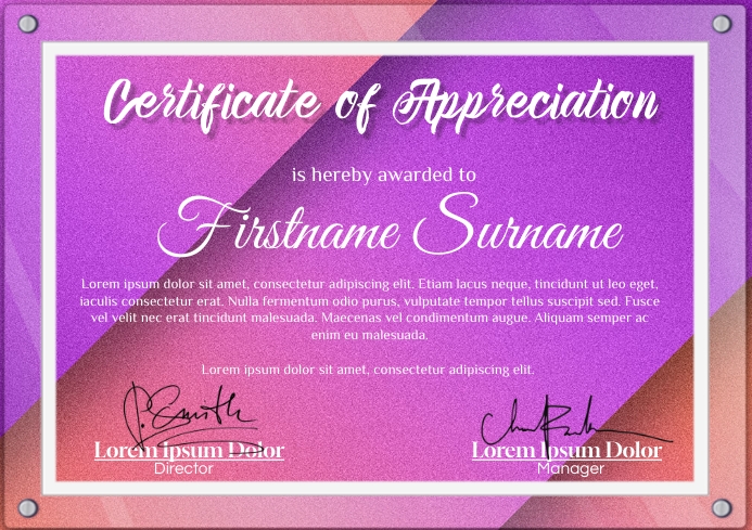 Copy of PINK CERTIFICATE | PosterMyWall