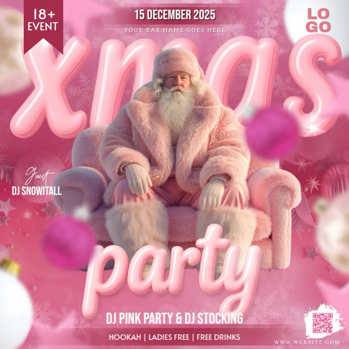 pink christmas party event template | PosterMyWall