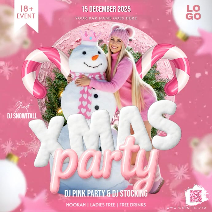 pink christmas party event template | PosterMyWall