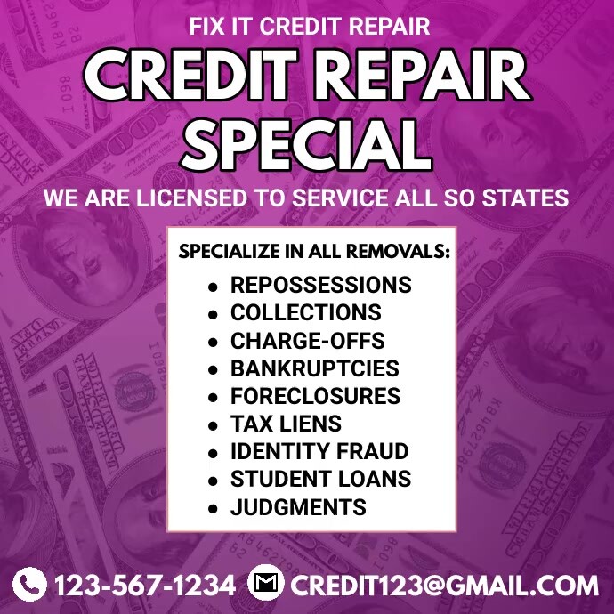 Pink Collage Credit Repair Special Instagram Template | PosterMyWall