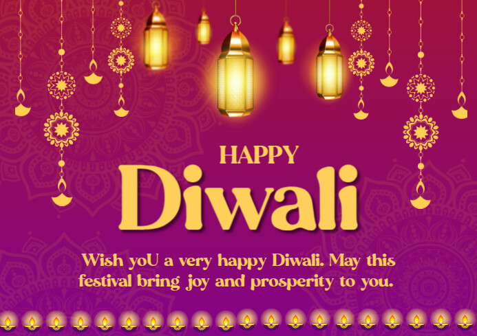 Pink Collage Diwali Greeting Cards A4 Template | PosterMyWall
