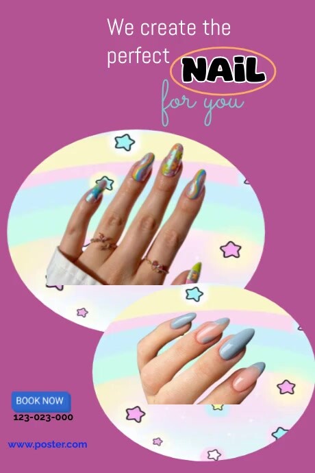 Pink Collage Nail Salon Poster Templat | PosterMyWall