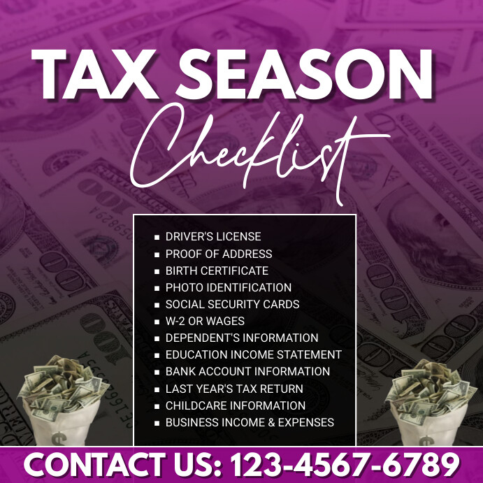 Pink Collage Tax Season Checklist Instagram P Template | PosterMyWall