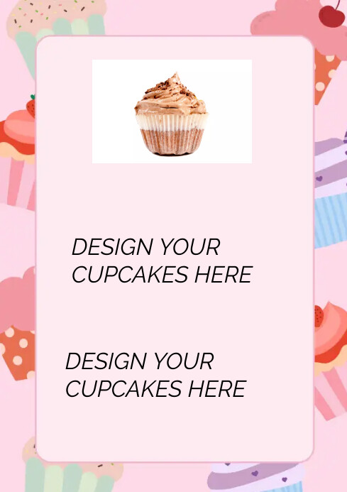 Pink Colourful cute Cupcake page A4 Document Template | PosterMyWall