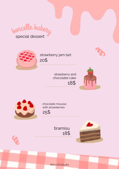 pink cream cute bakery dessert Template | PosterMyWall
