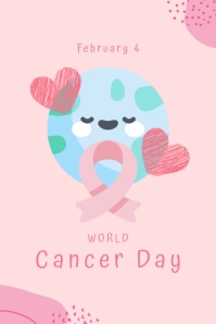Pink purple minimalist Cancer Day Poster Template | PosterMyWall