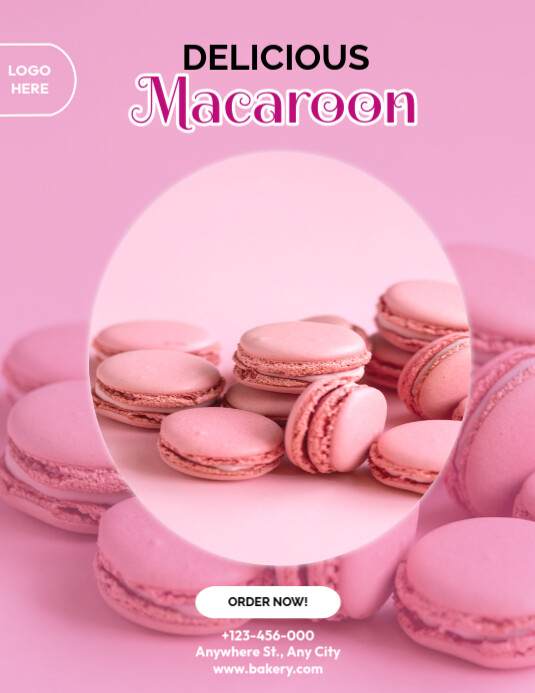 Copy of pink delicious macaroon promotion | PosterMyWall