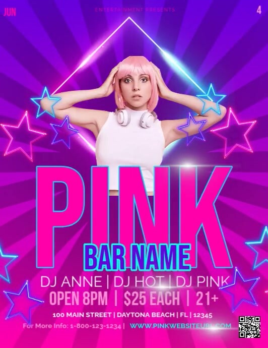 Pink DJ Bar Party Template | PosterMyWall
