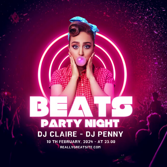 Pink DJ Music Party Night Instagram Post Template | PosterMyWall