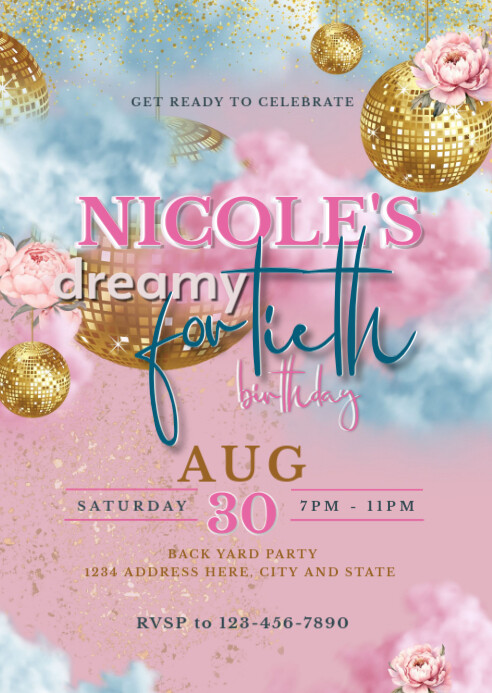 Copy of Pink Dreamy Disco Birthday | PosterMyWall